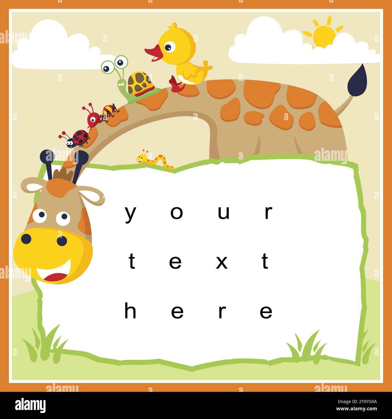 Frame template for invitation card. Vector illustration of animals ...