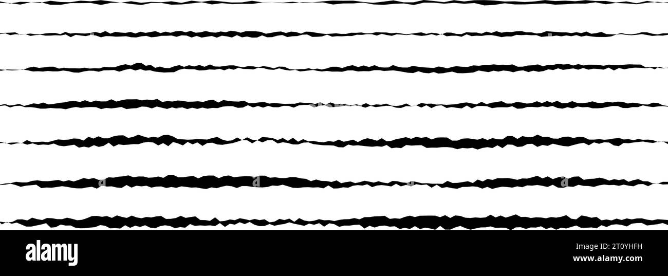 Jagged uneven line set. Black scribble stroke collection. Grunge wavy zig zag border stripe ...