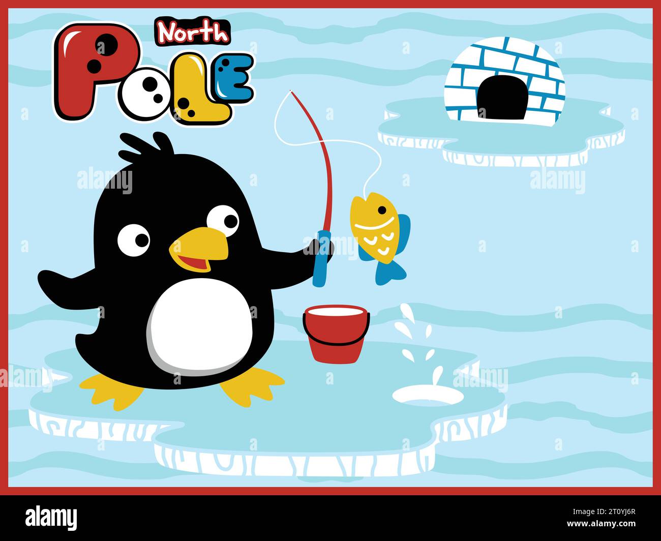 Cartoon vector of penguins fishing in north pole Stock Vector Image ...