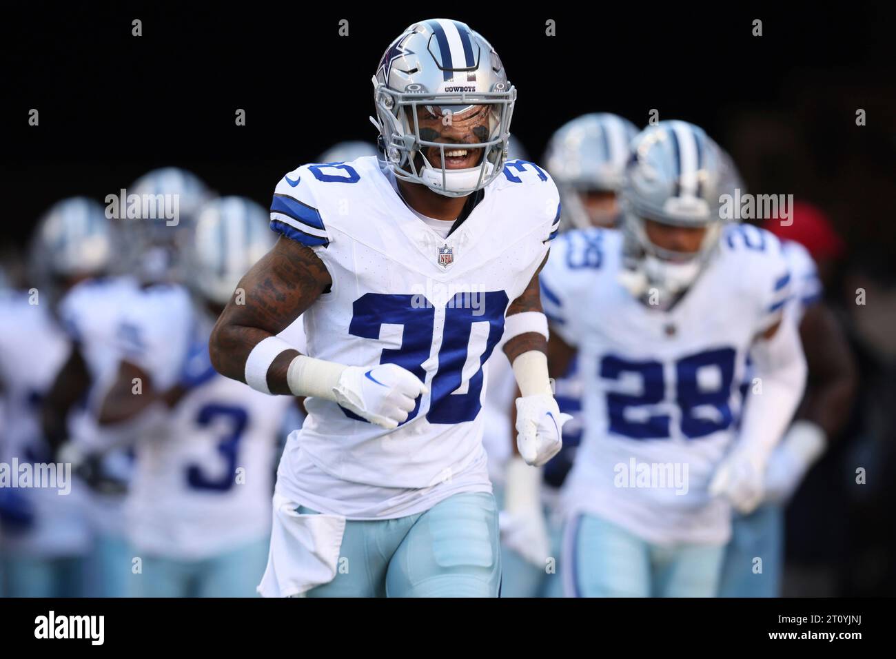 Dallas Cowboys safety Juanyeh Thomas (30) enters the field against the ...