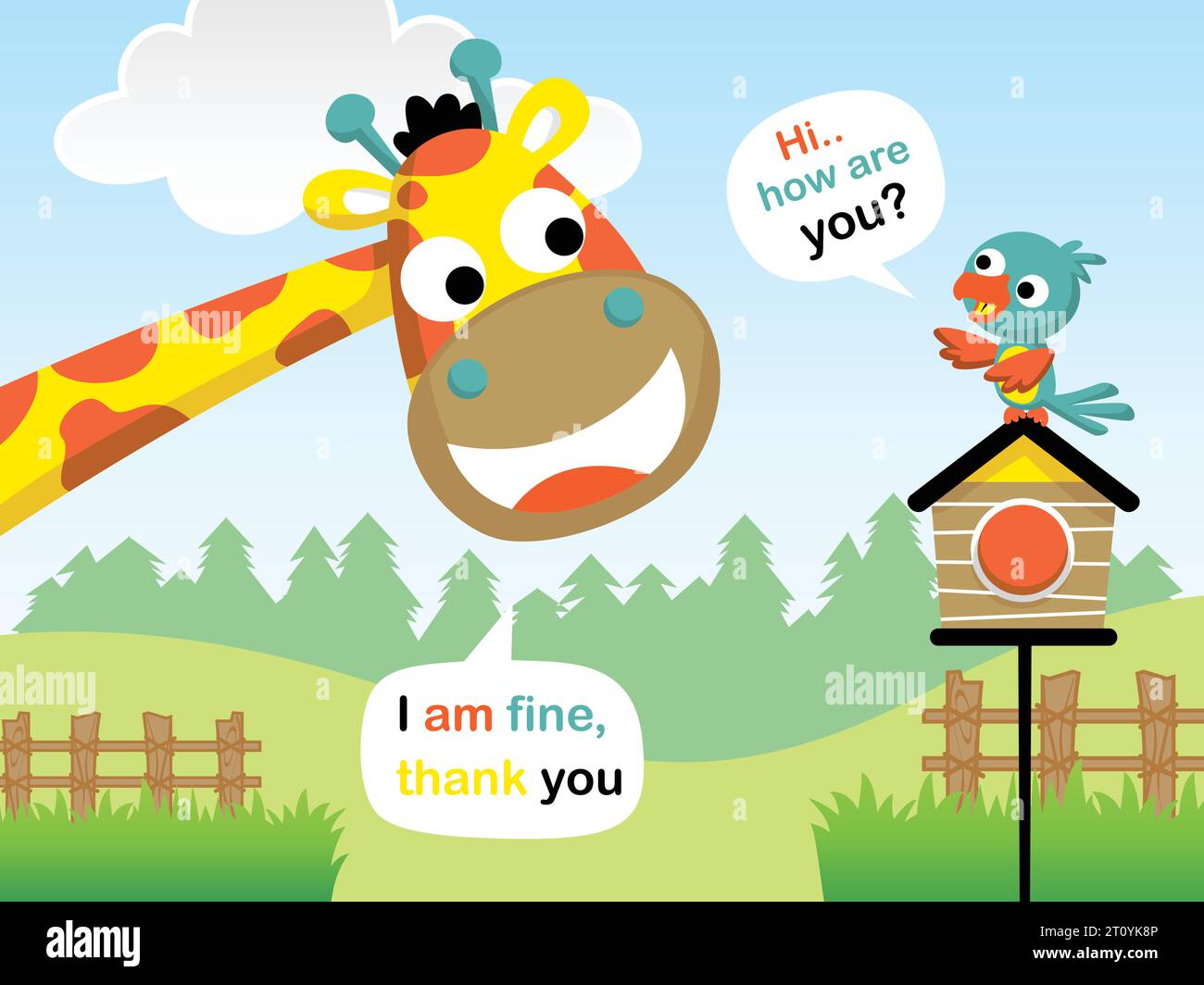 Cartoon illustration jungle word background hi-res stock photography ...