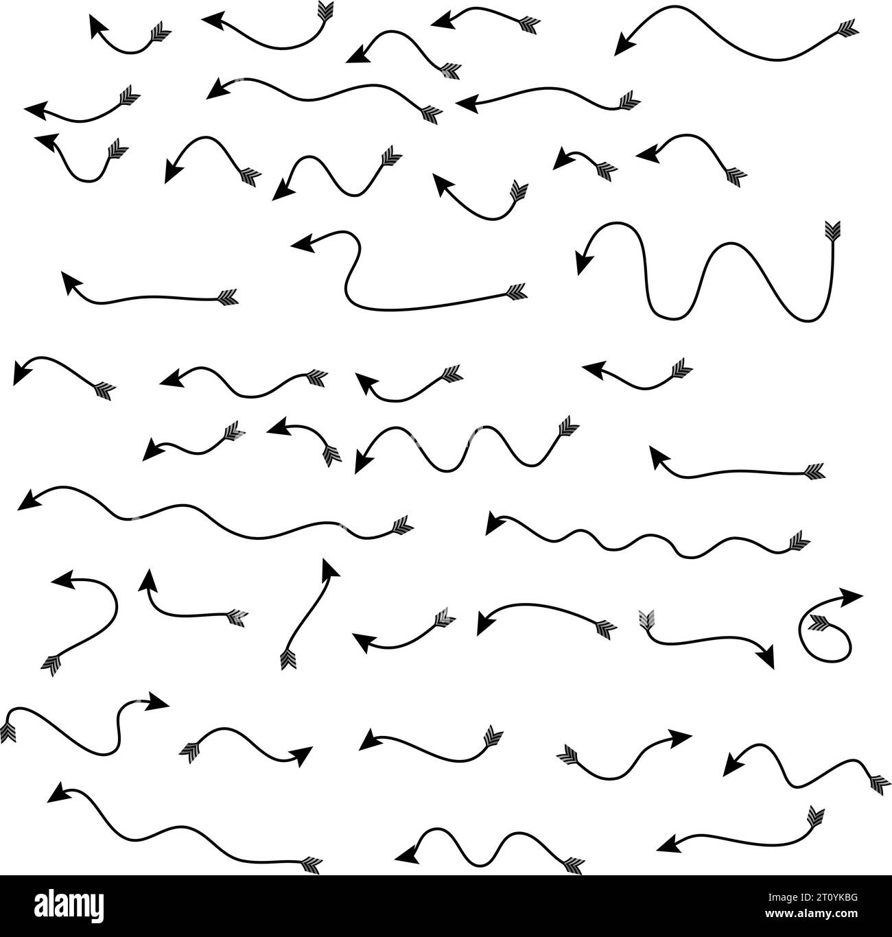 black line arrows Collection drawn arrows. Set simple arrows isolated ...