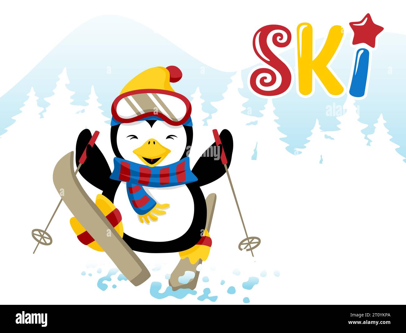 Skiing Penguin Clip Art