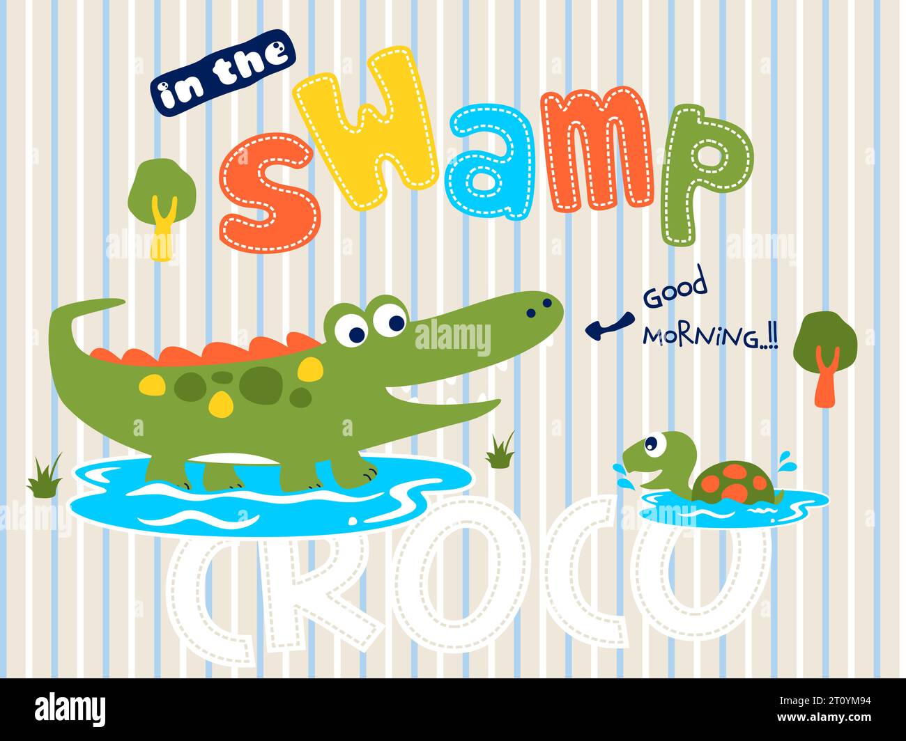 Cartoon vector of crocodile and turtle in the swamp Stock Vector Image ...