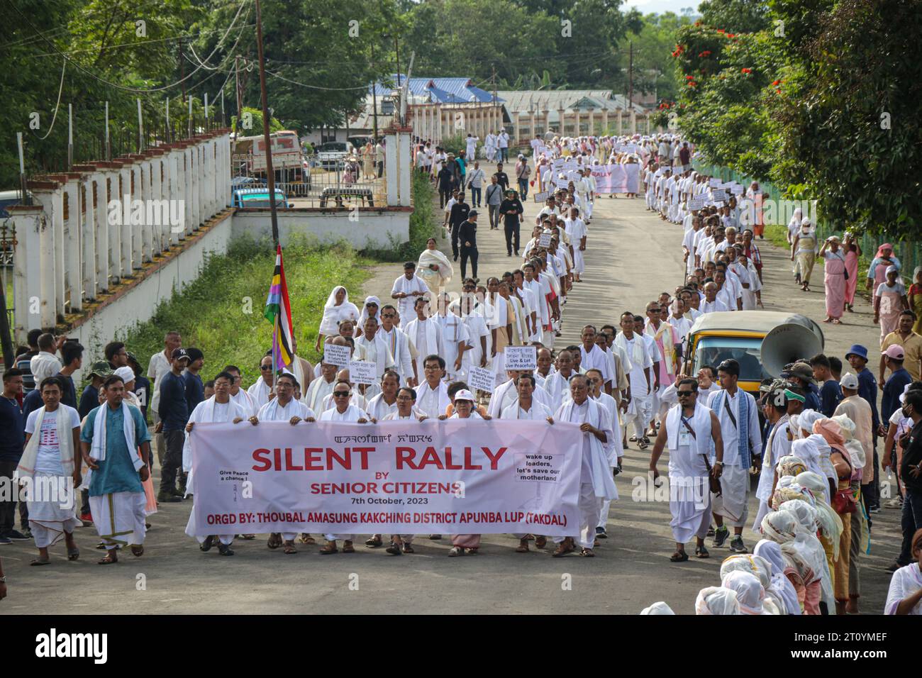 Senior citizens take part in a peace rally to demand the restoration of ...
