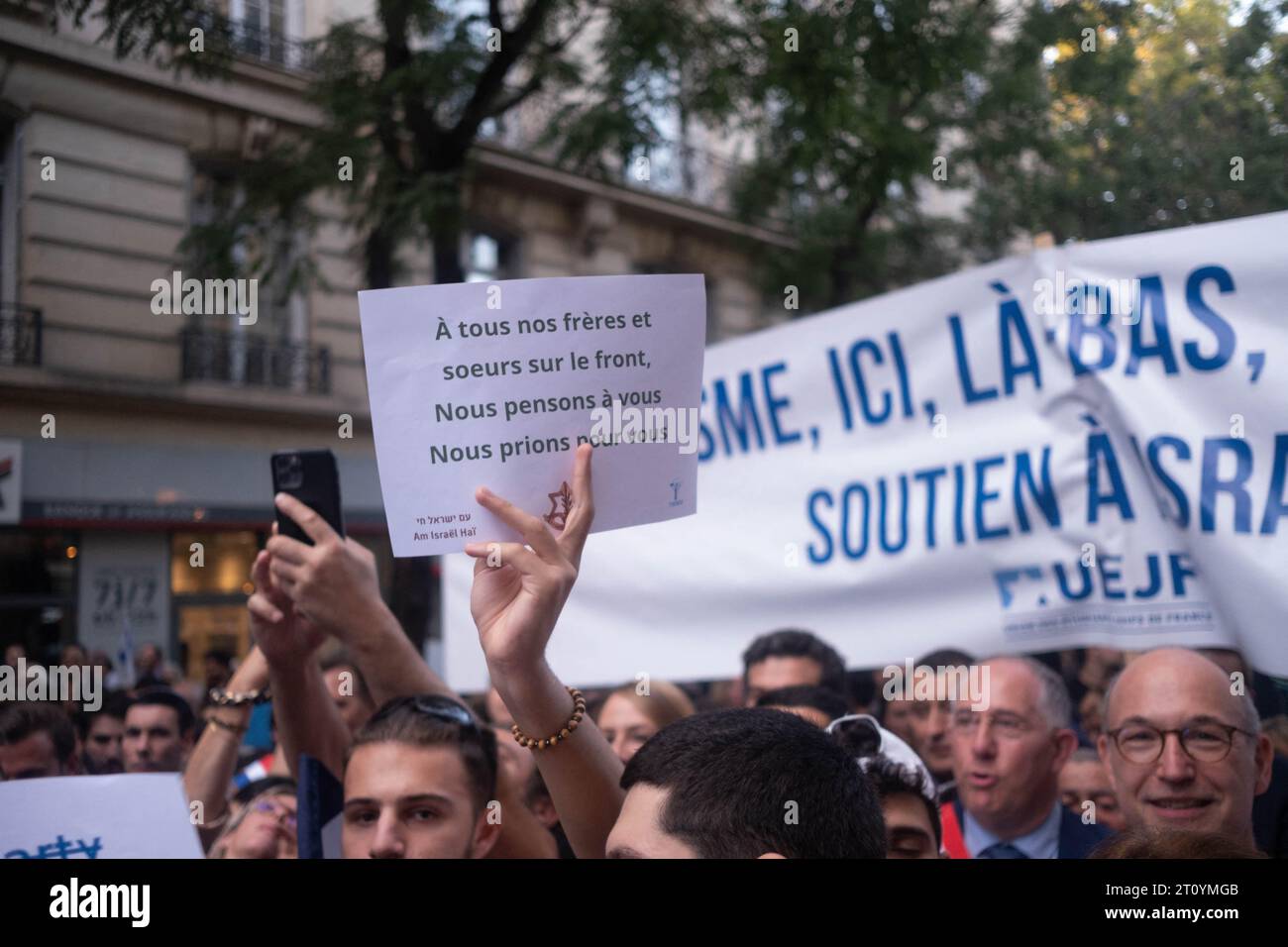 Paris, France. 09th Oct, 2023. A poster in support of Israeli soldiers ...