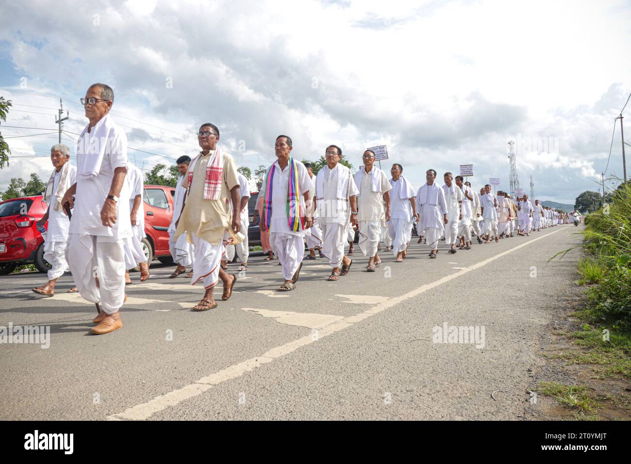 Senior citizens take part in a peace rally to demand the restoration of ...