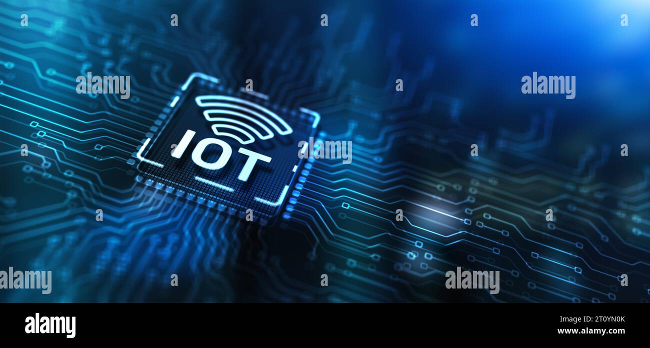 Internet of Things IOT concept. Electric circuits graphic background ...