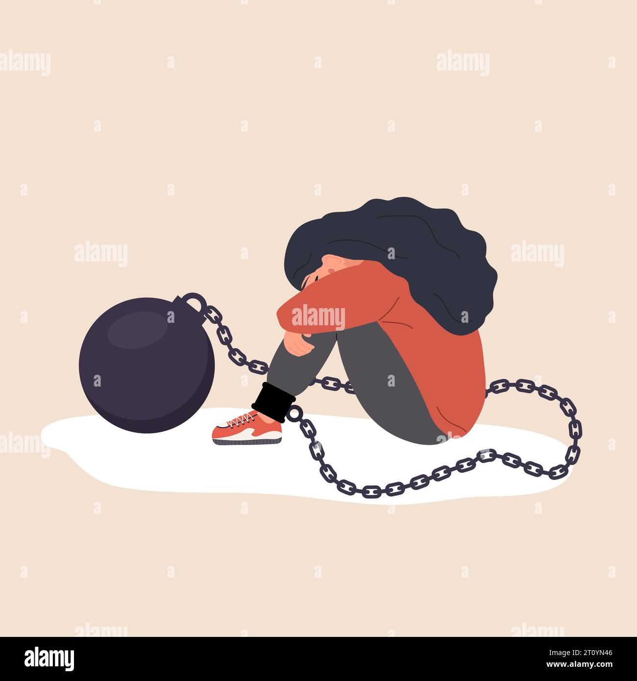 Cartoon Woman Feeling Guilty