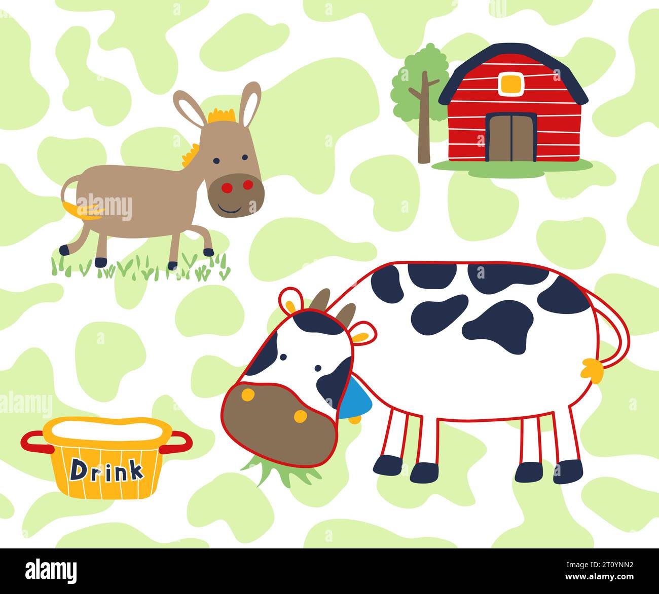 Vector illustration of farm animals cartoon, farm element cartoon Stock ...