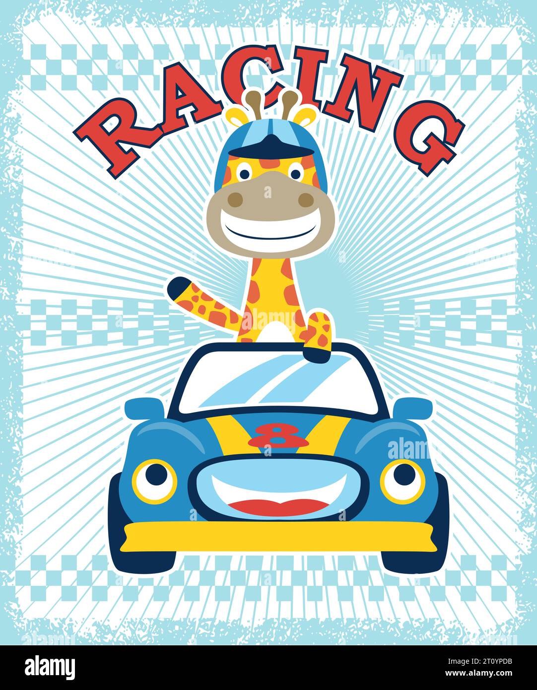 Cute giraffe cartoon on funny race car. Vector cartoon illustration ...