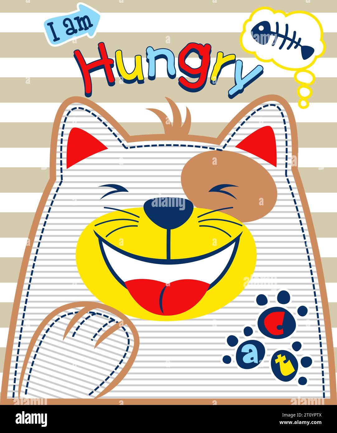 Funny cat artistic cartoon with fishbone Stock Vector Image & Art - Alamy