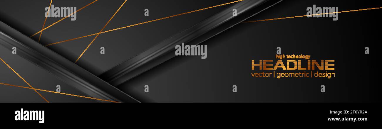 Abstract geometric corporate background with black glossy stripes and ...