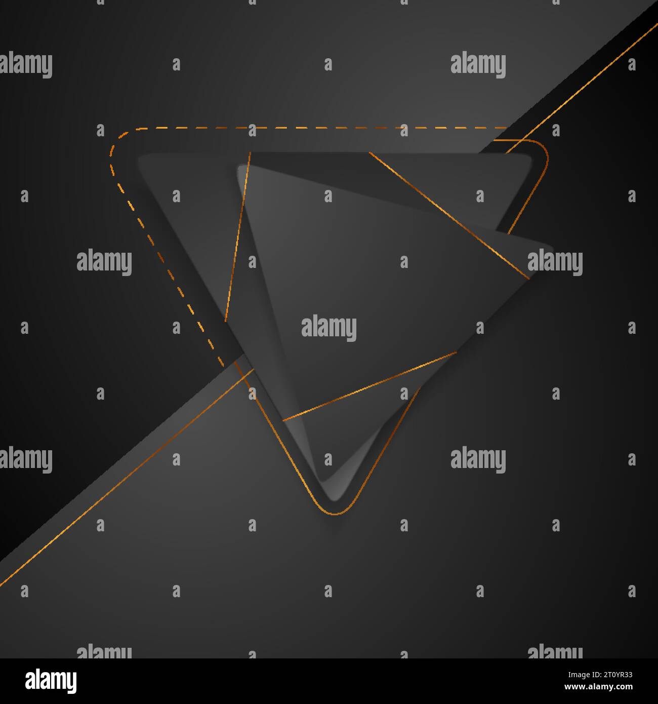 Abstract black triangle logo emblem design with bronze outlines. Vector ...