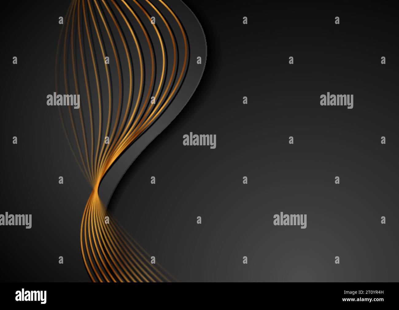 Black corporate wavy background with bronze lines. Vector deluxe design ...