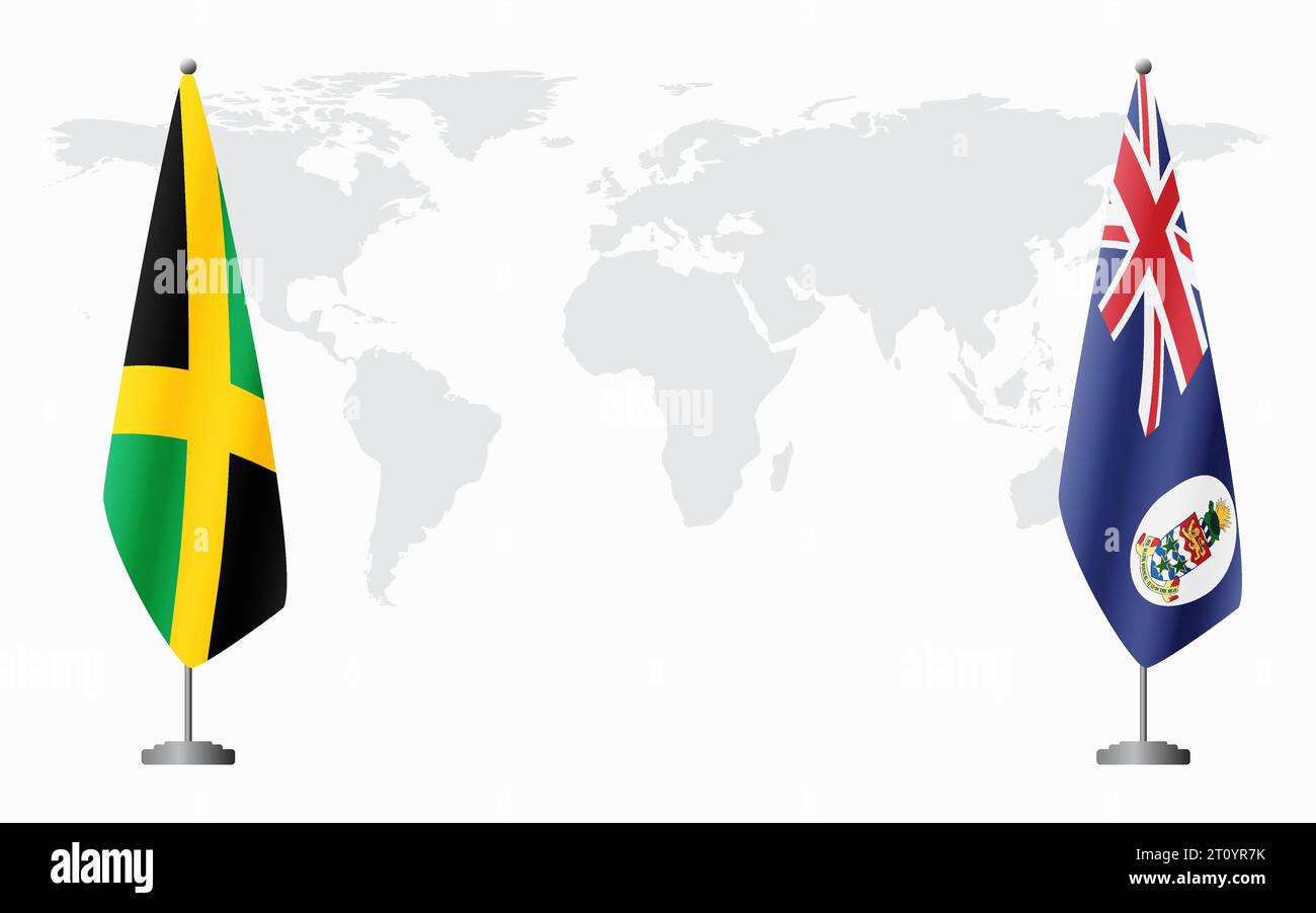 Jamaica and Cayman Islands flags for official meeting against ...