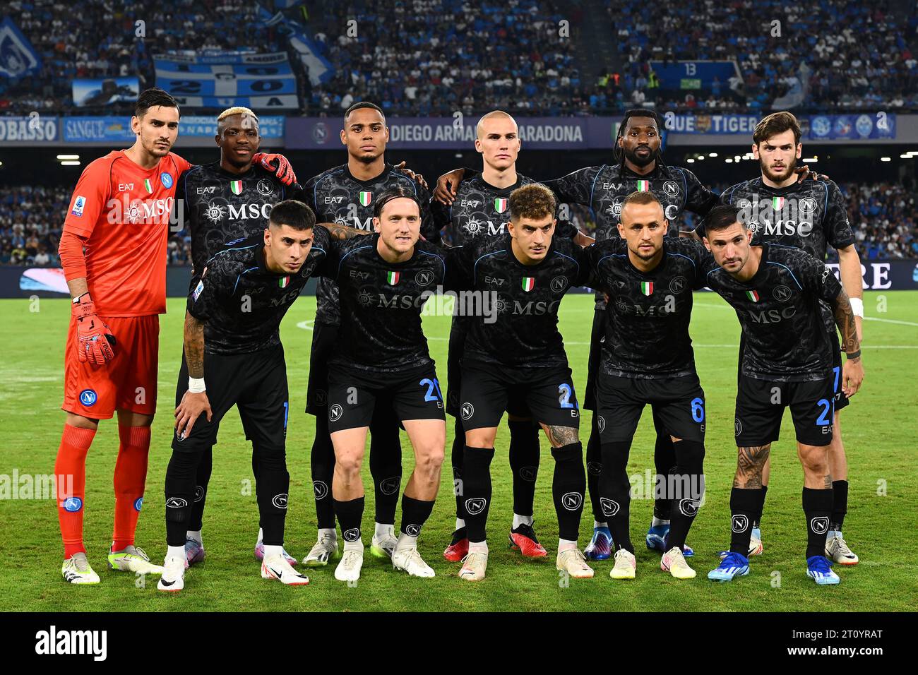 The SSC Napoli team is posing for the photograph before the Serie A TIM ...