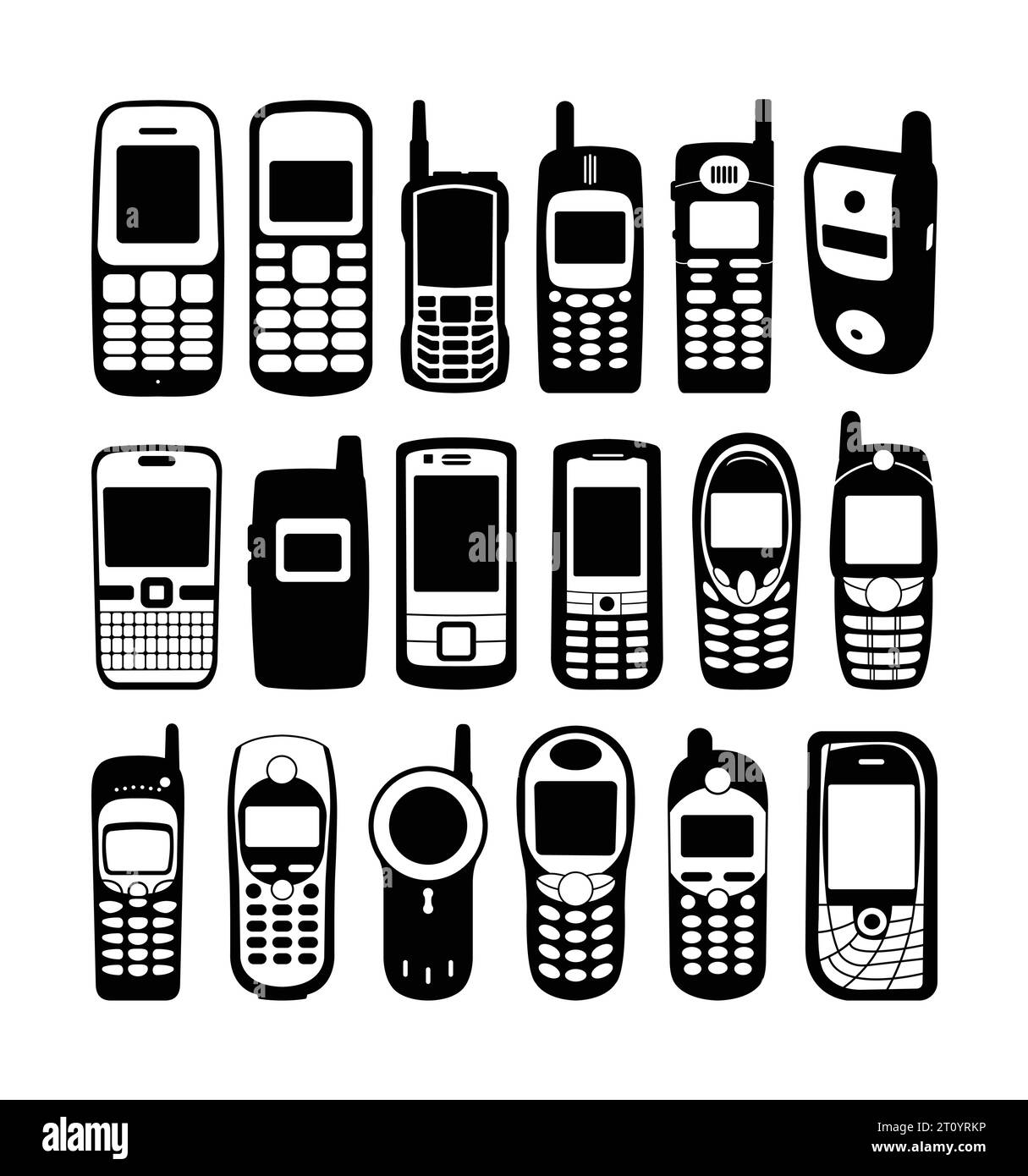 vintage handphone telecommunication tool object silhouette Stock Vector Image & Art - Alamy