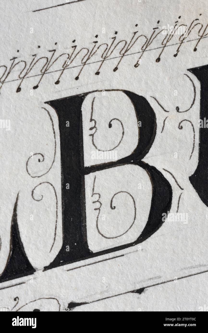 the letter b made with nib on white paper Stock Photo - Alamy