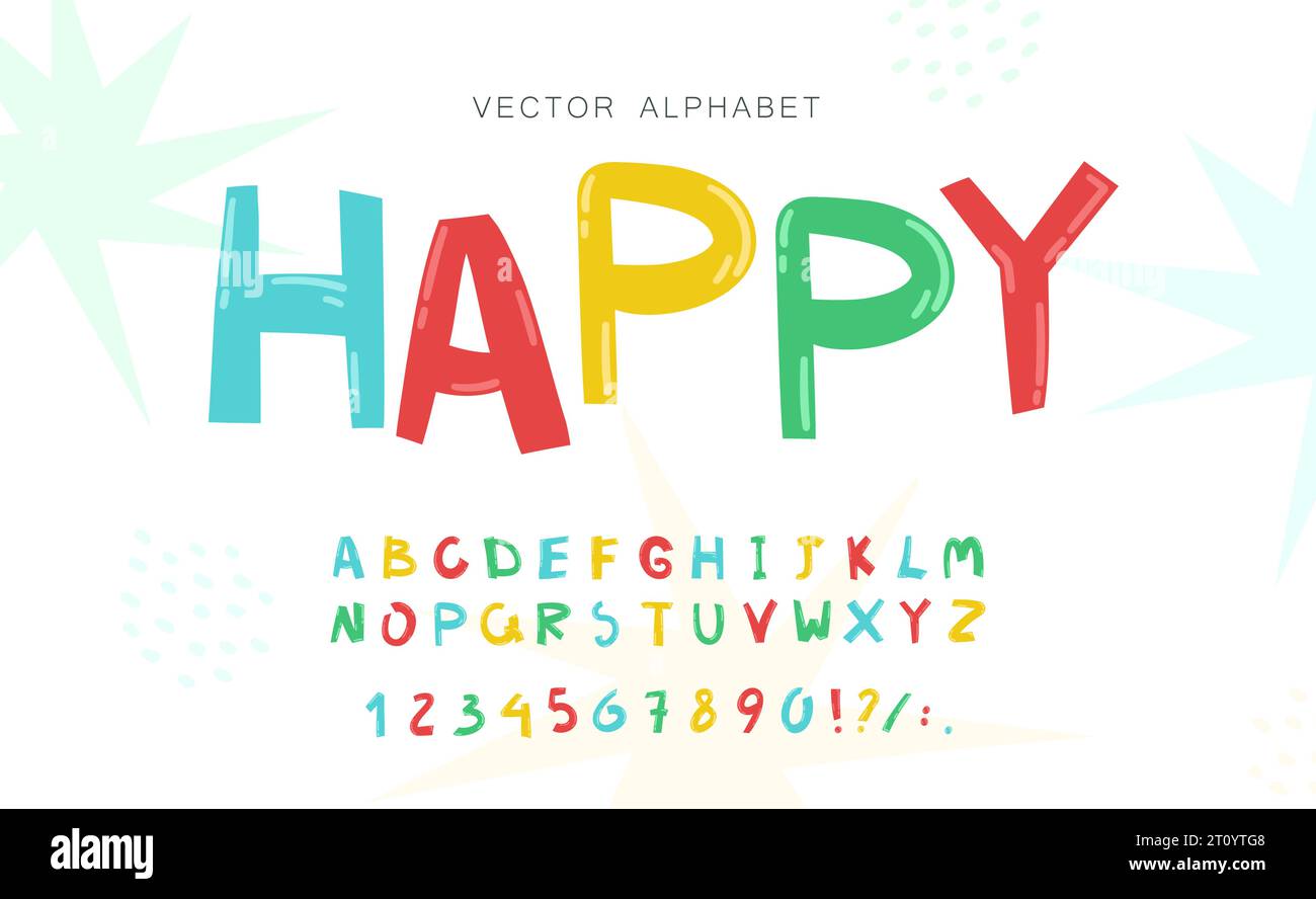 Simple primitive kids alphabet, vector hand drawn letters elements ...