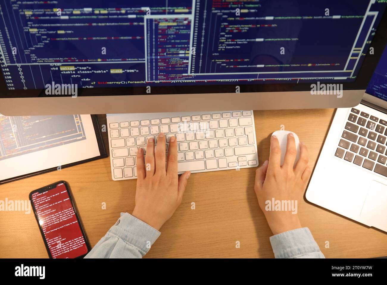 Top view software developer working hi-res stock photography and images ...