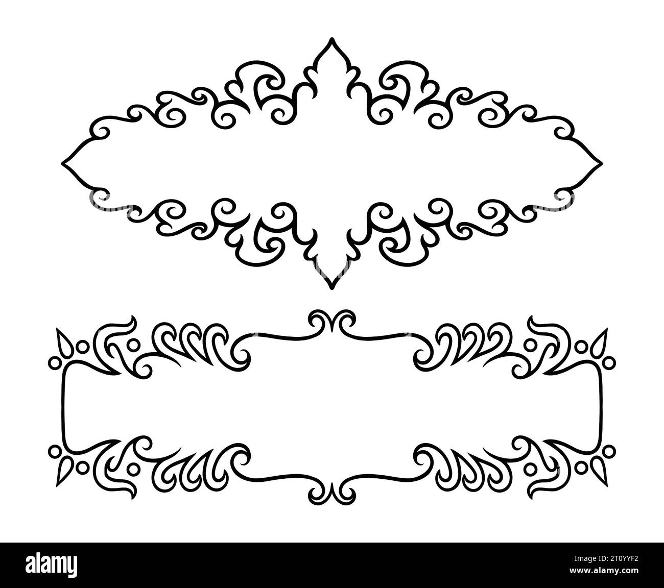 floral ornament decoration frame and corner drawing illustration Stock ...