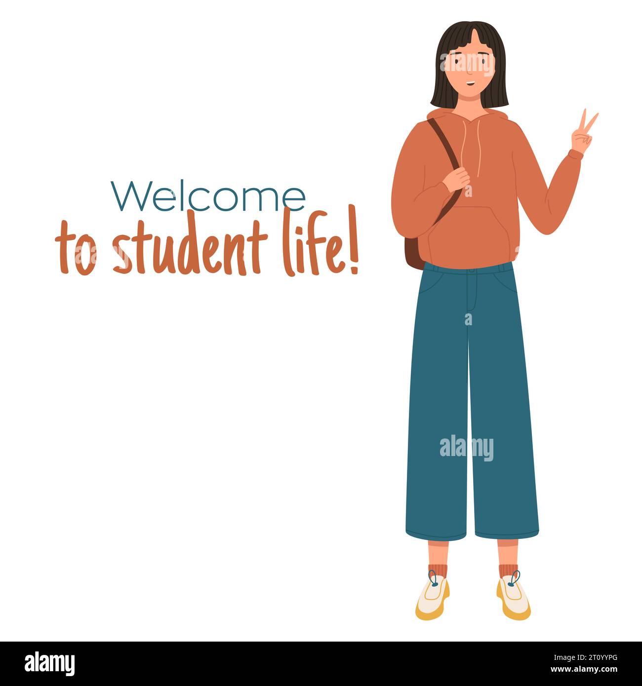 Asian young girl in casual clothes. Student concept character. Welcome ...