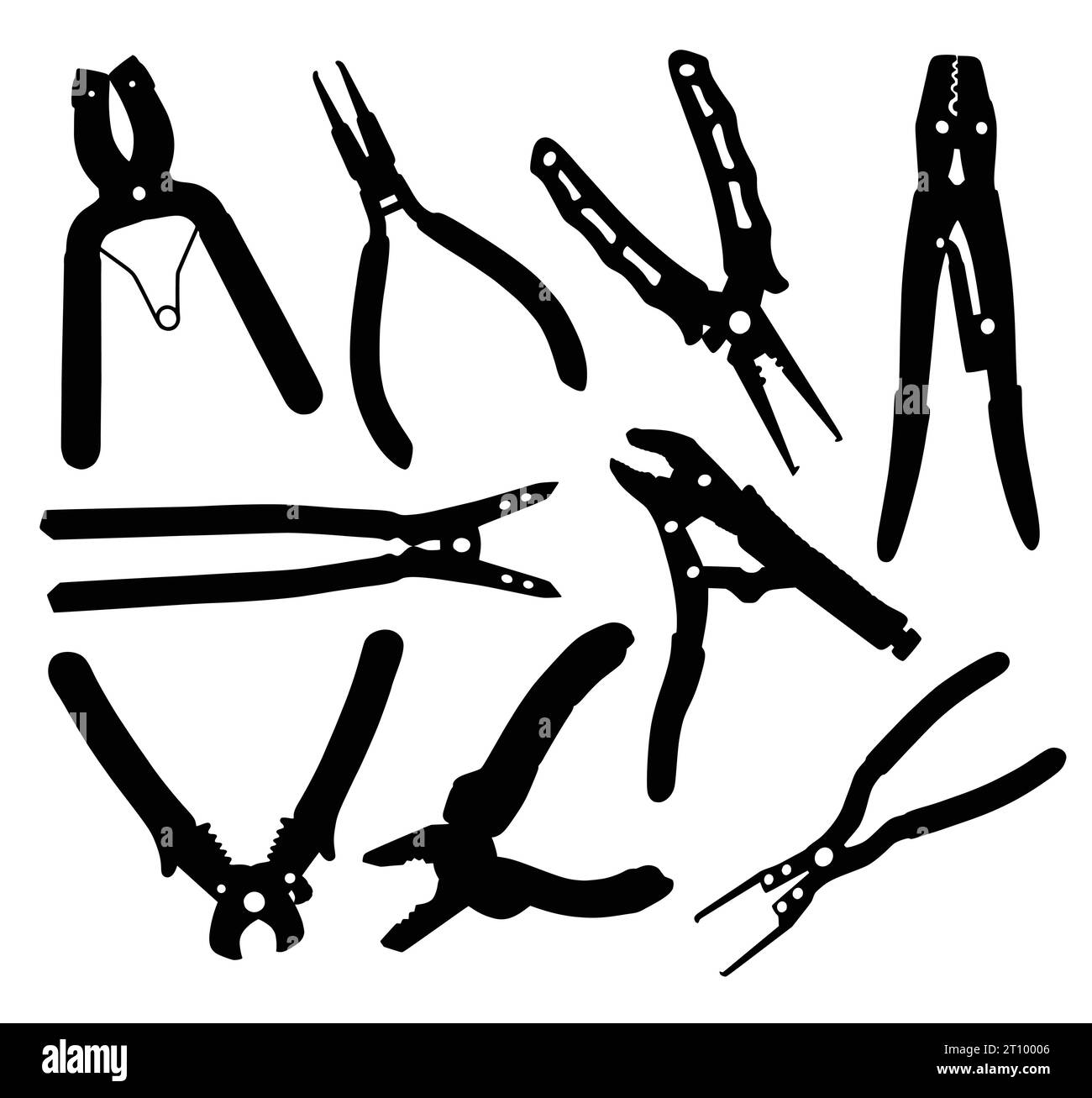 pliers construction tool and service equipment silhouette Stock Vector ...