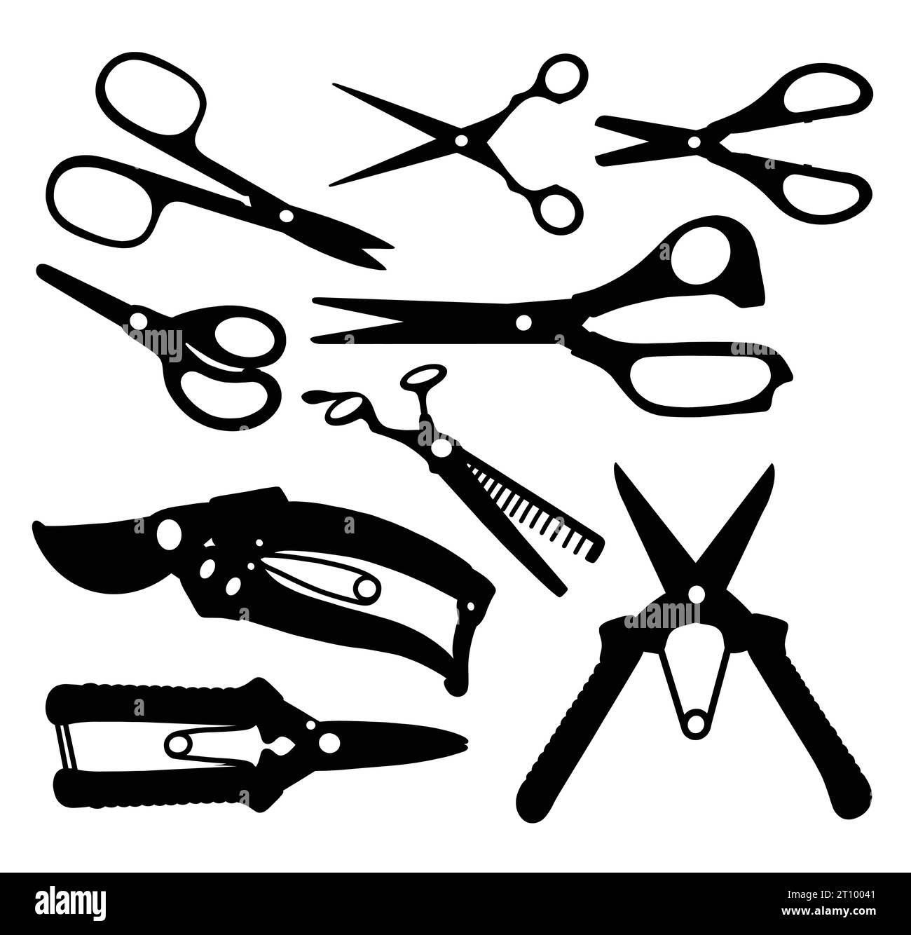 scissors barbershop and beauty salon equipment silhouette Stock Vector ...