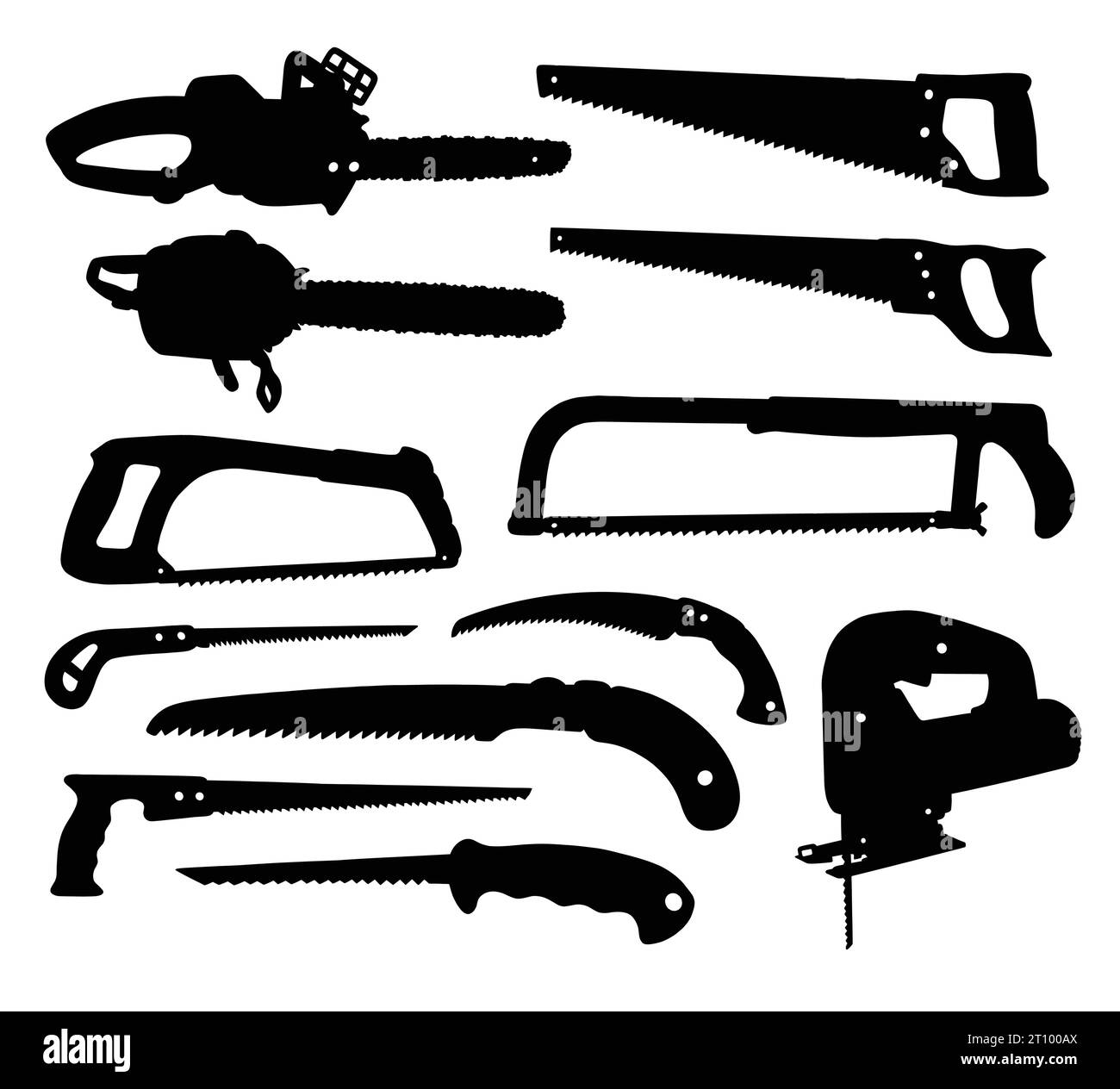 saw machine and manual tool construction service equipment silhouette ...