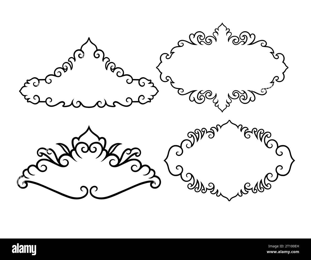floral ornament decoration frame and corner drawing illustration Stock ...