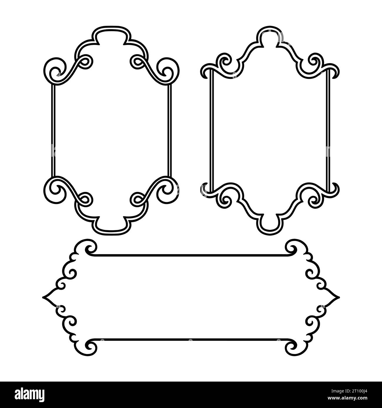 floral ornament decoration frame and corner drawing illustration Stock ...