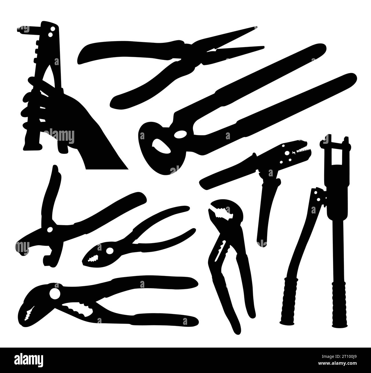 pliers construction tool and service equipment silhouette Stock Vector ...