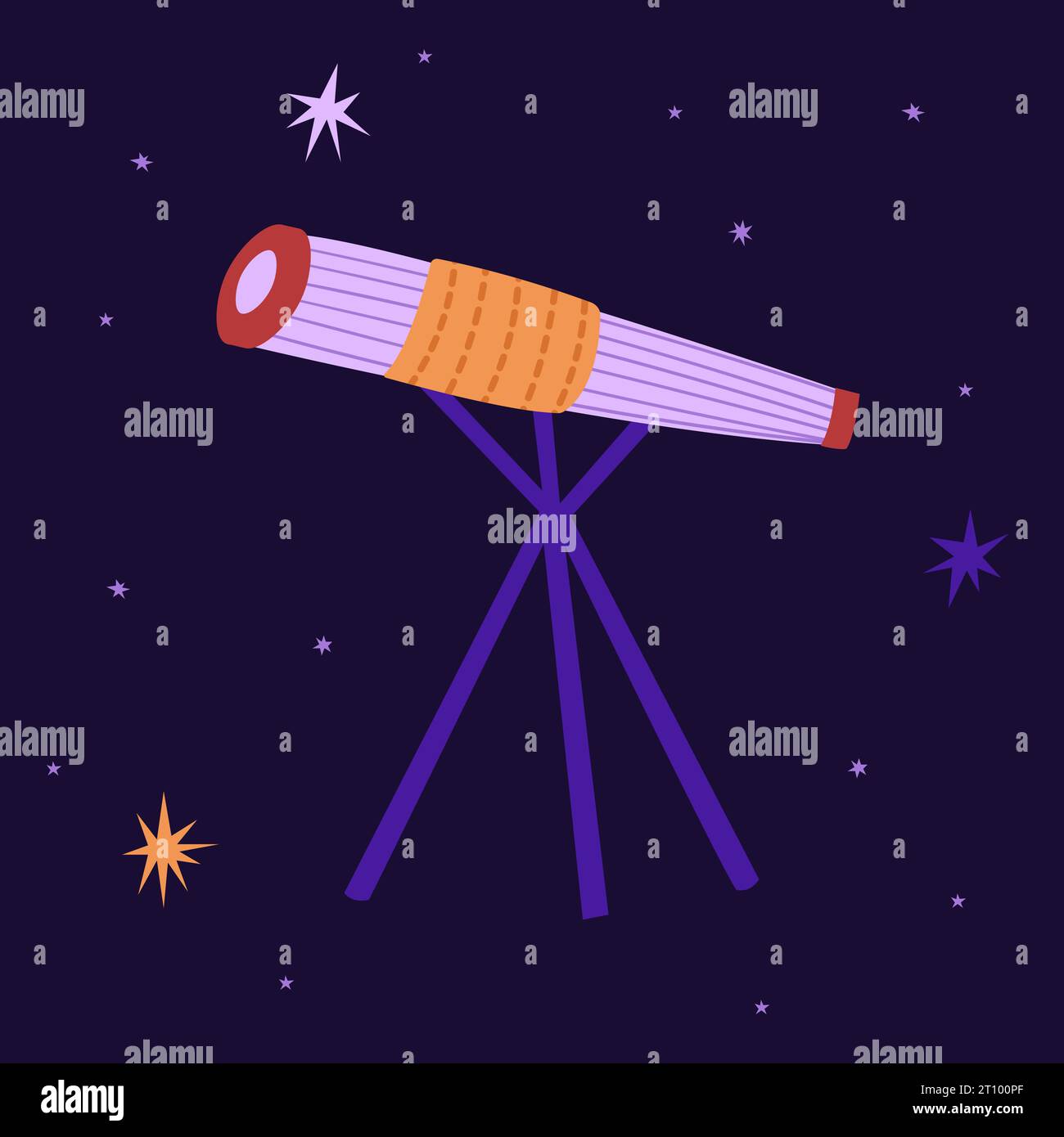 Telescope on the background of the starry sky vector illustration in ...