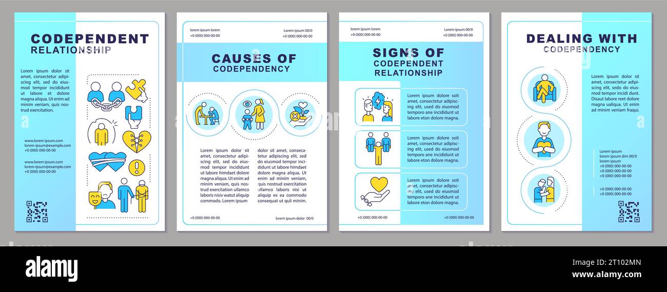 Blue brochure with codependent relationship thin line icons Stock Vector Image & Art - Alamy