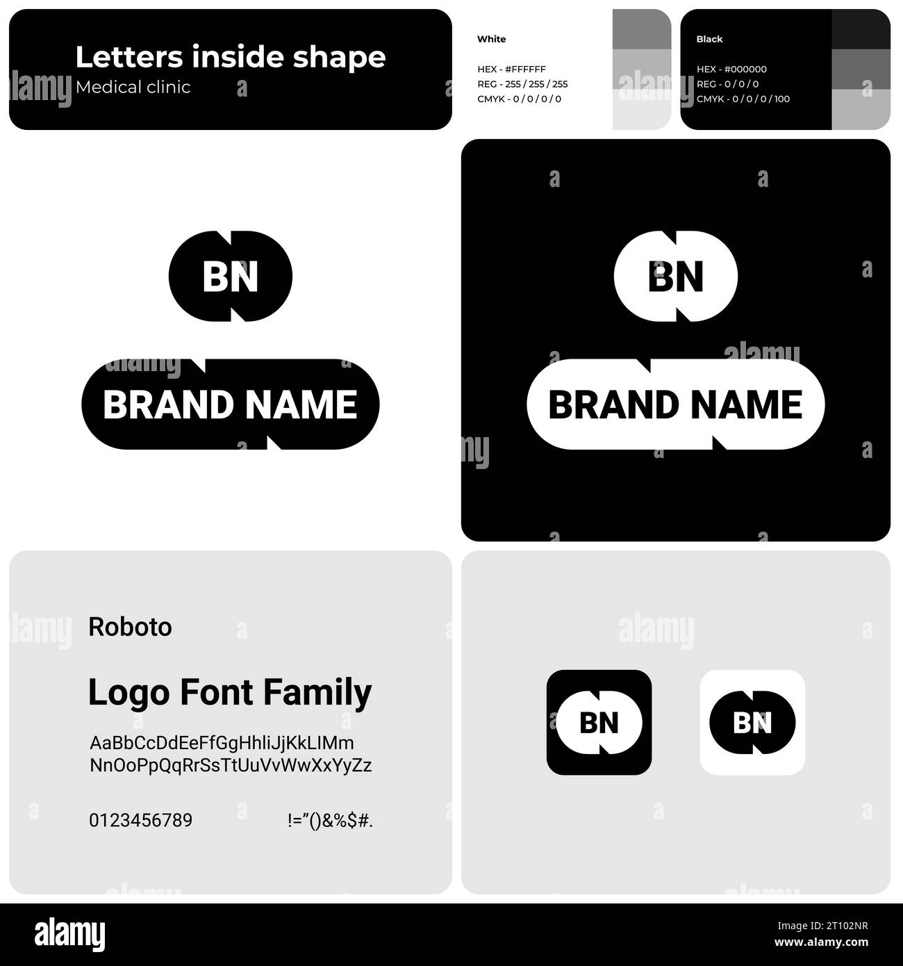 2D medical clinic monochromatic template with logo Stock Vector Image ...