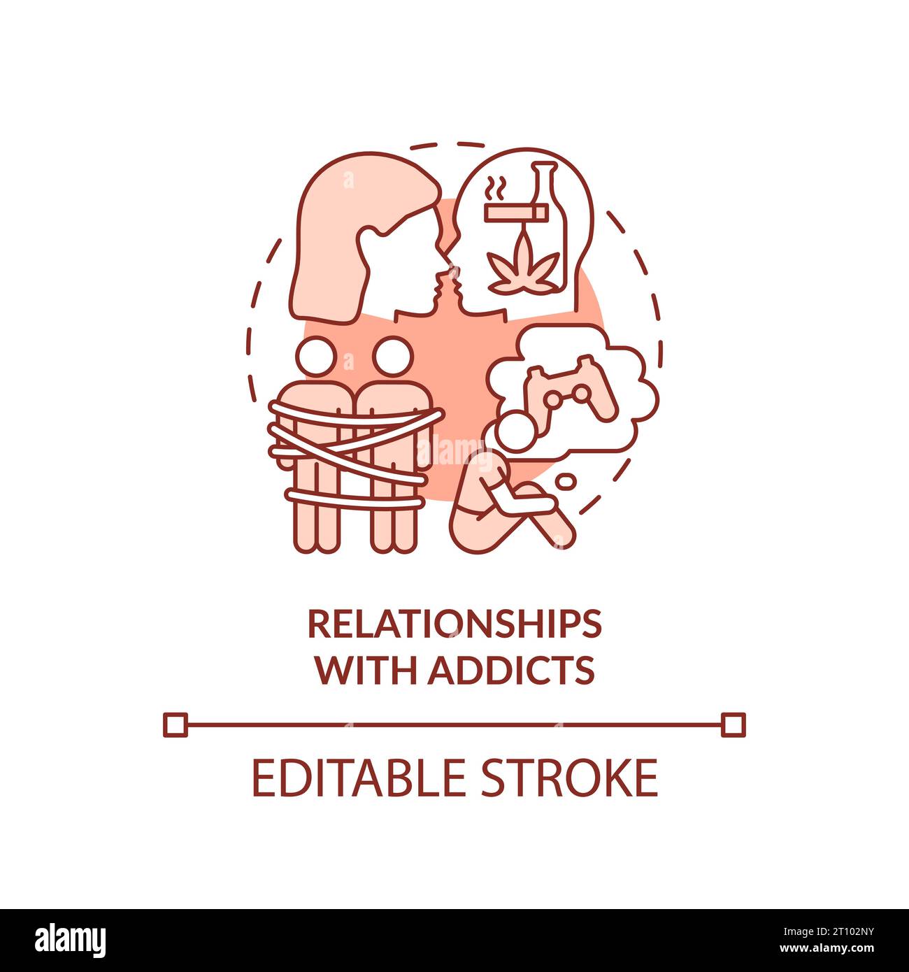 2D red linear icon relationships with addicts concept Stock Vector ...