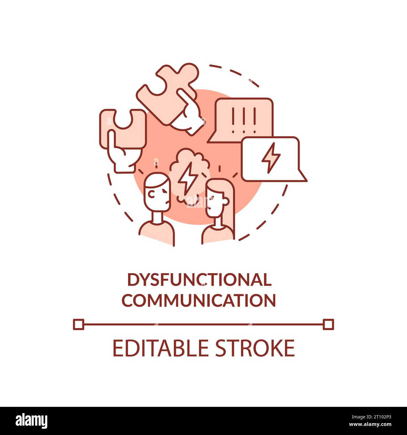 2D red linear icon dysfunctional communication concept Stock Vector ...