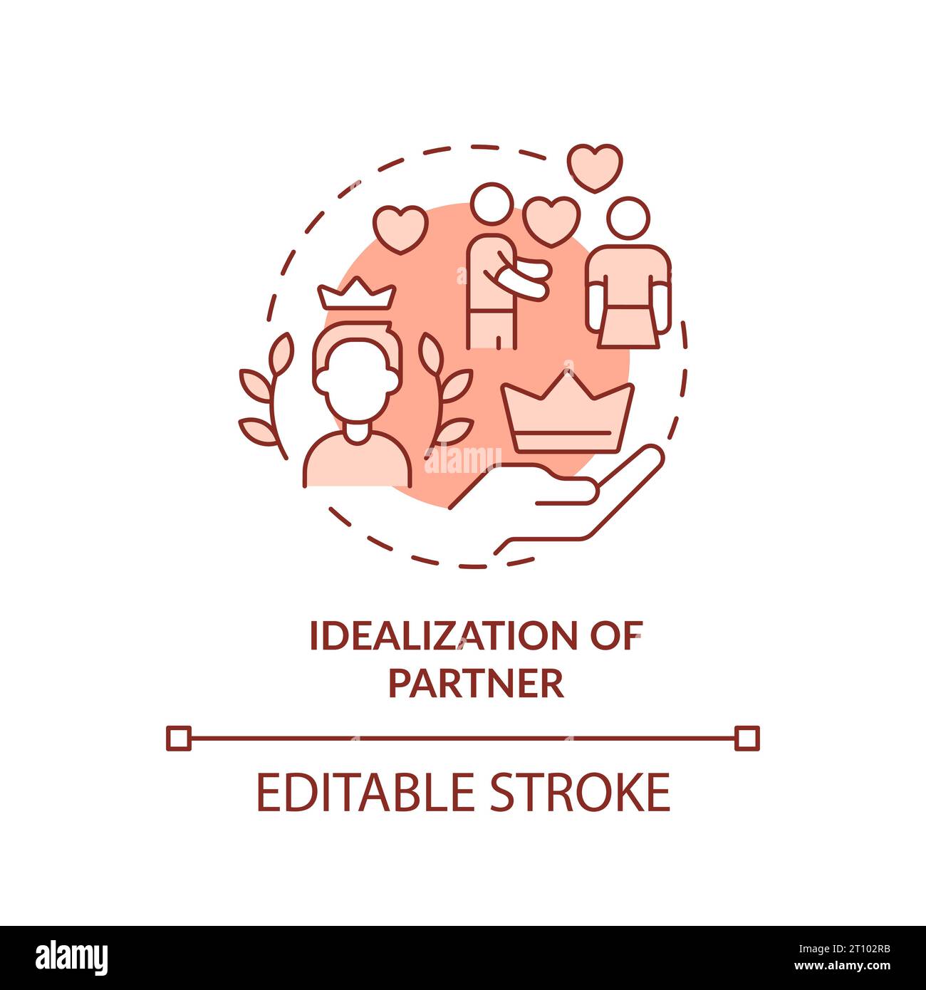 2D red linear icon idealization of partner concept Stock Vector Image ...