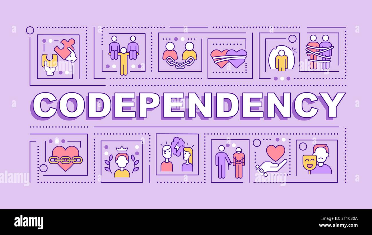2D codependency text with multicolor thin line icons Stock Vector Image & Art - Alamy
