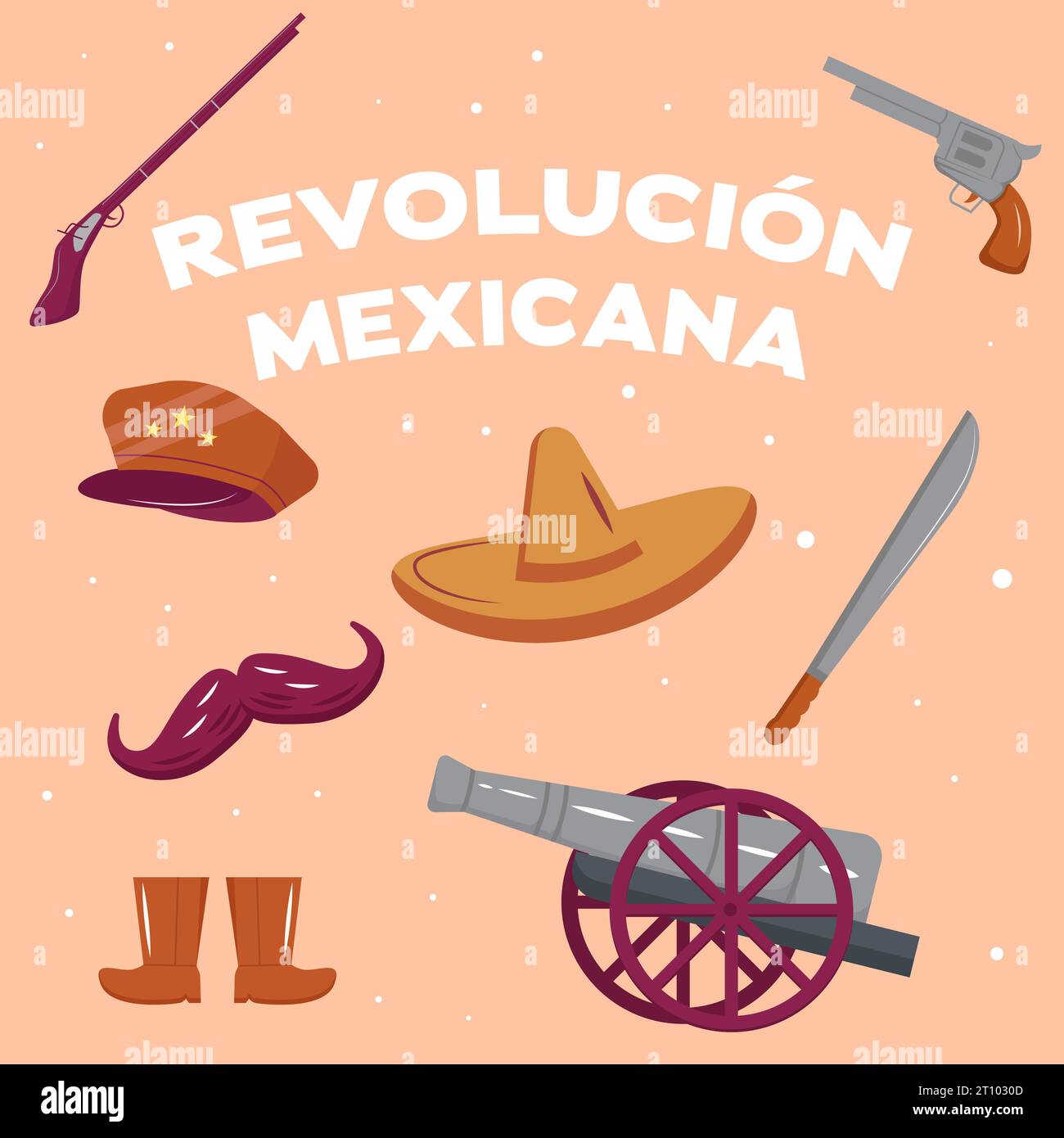 flat design vector revolucion mexicana illustration Stock Vector Image ...