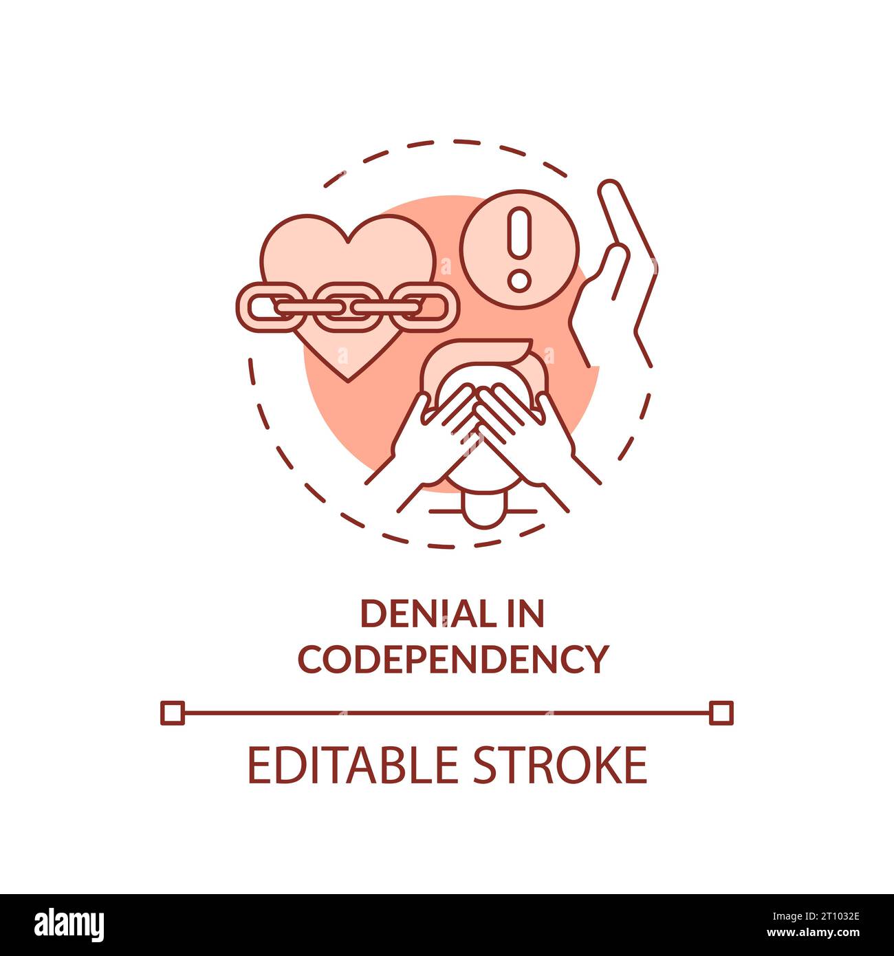 2D red linear icon denial in codependency concept Stock Vector Image ...