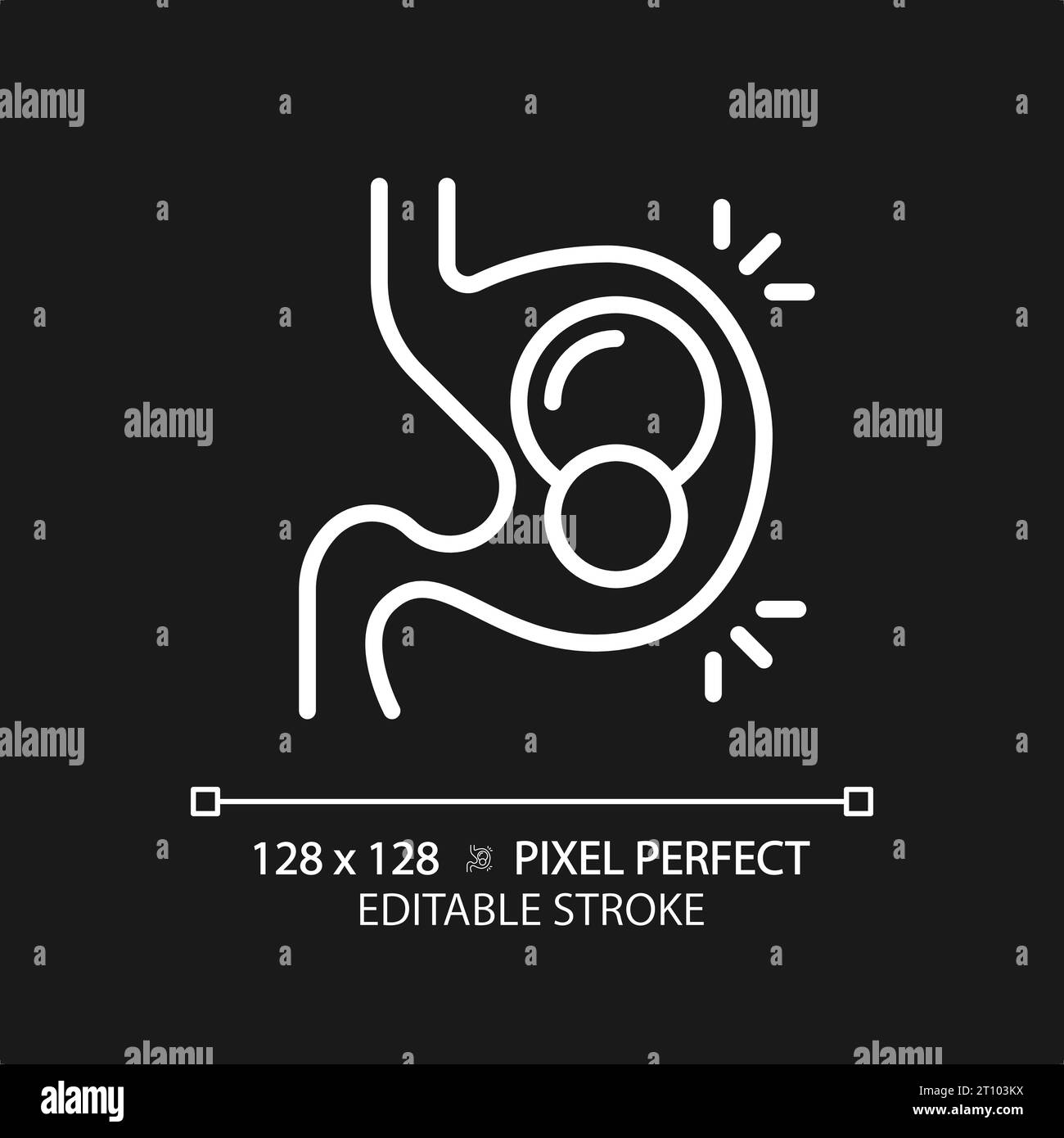 2D customizable thin line white pills in stomach icon Stock Vector ...