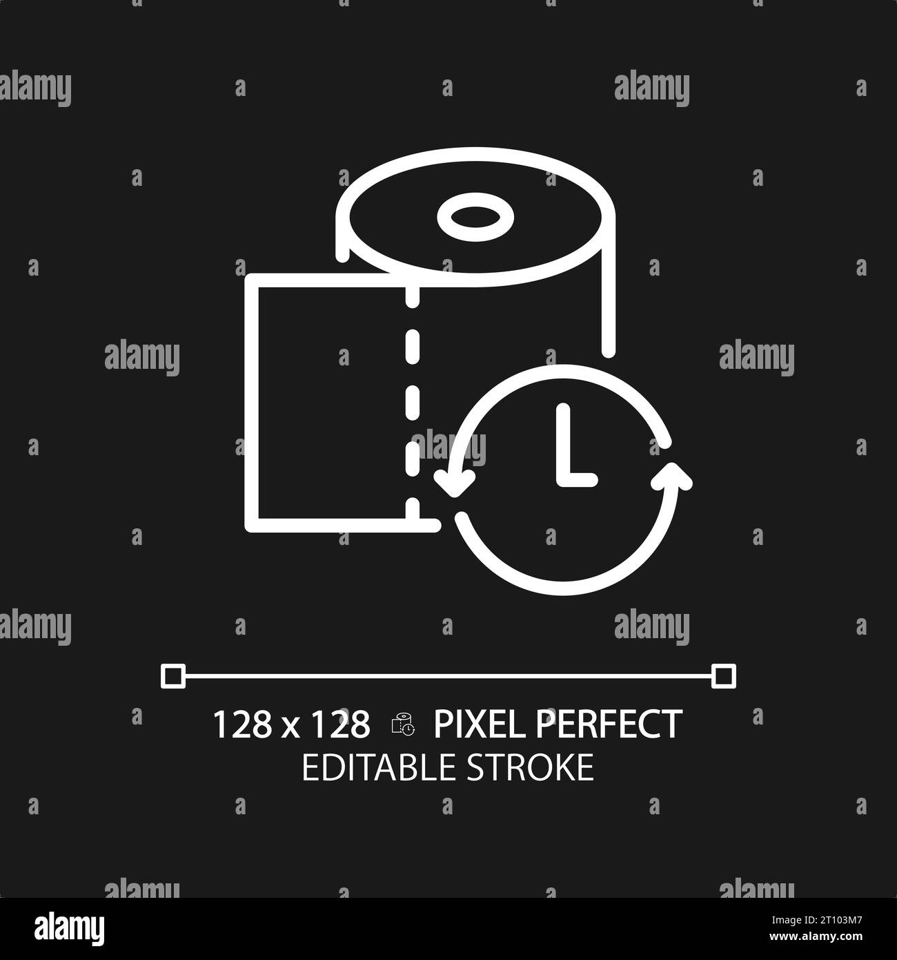 2D customizable thin line white toilet paper with clock icon Stock Vector Image & Art - Alamy