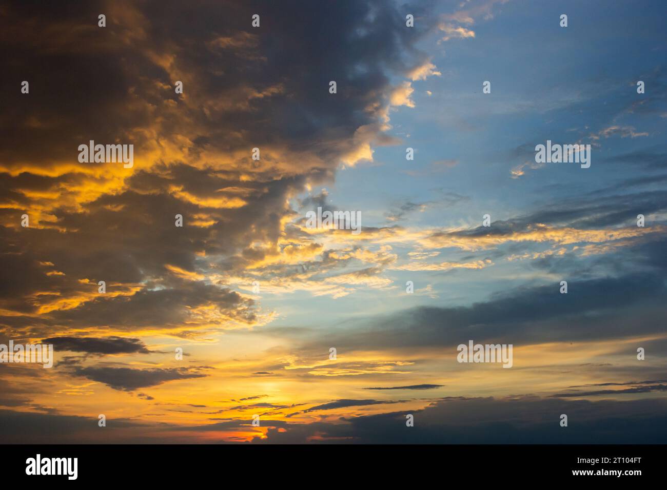 sunset sky with multicolor clouds. Dramatic twilight sky background ...