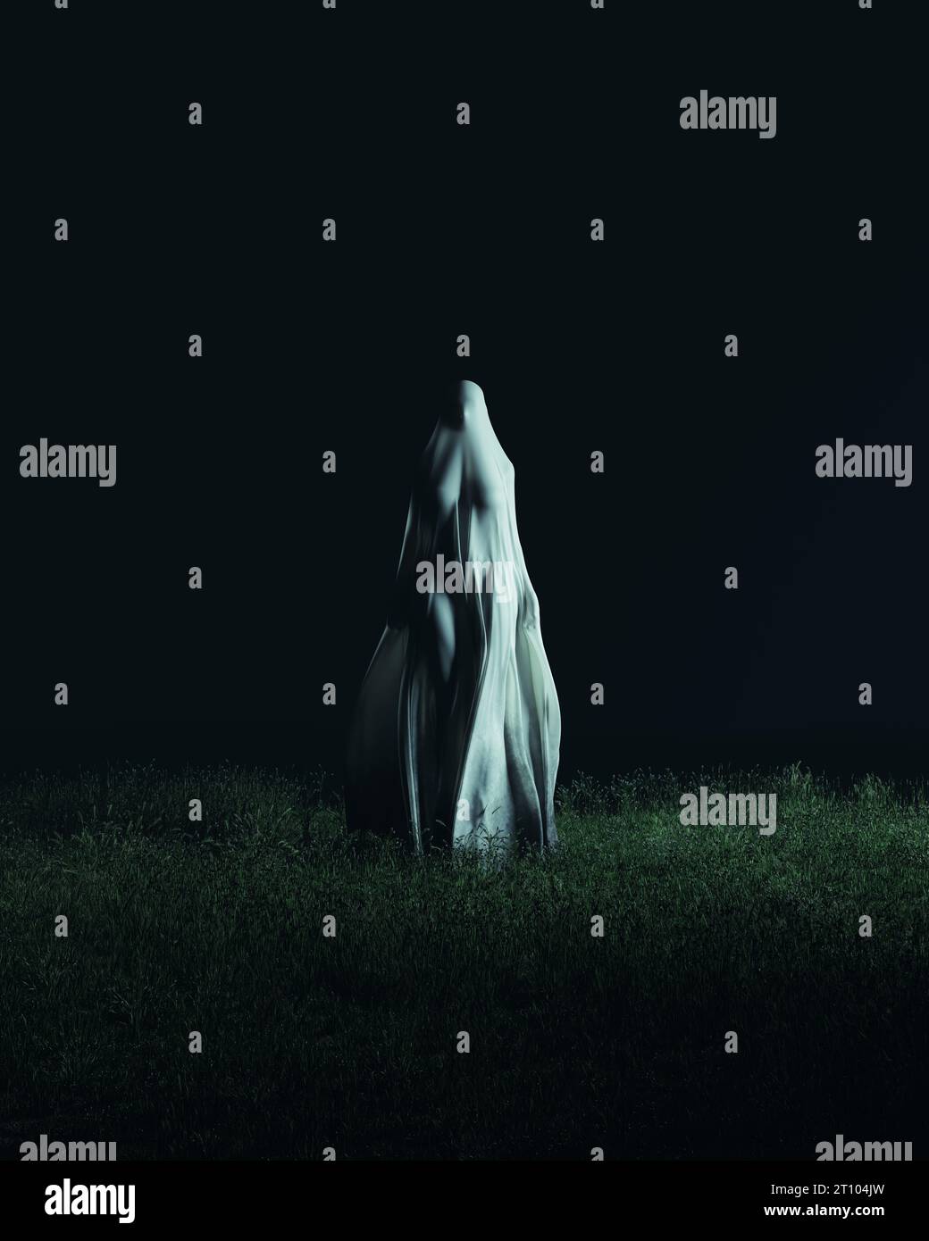 Ghostly figure ghost Halloween haunting horror occult paranormal white sheet death shroud 3d ...