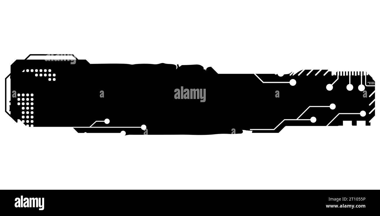 Rectangular design element silhouette in tech style isolated on white ...