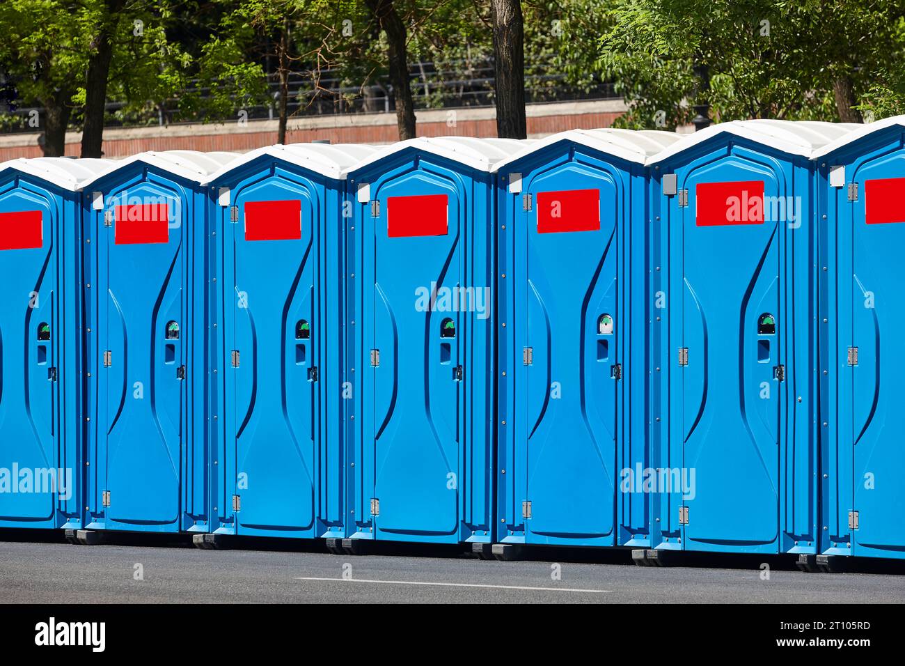 Portable wc. Public mobile toilet in the street. Transportable latrine ...