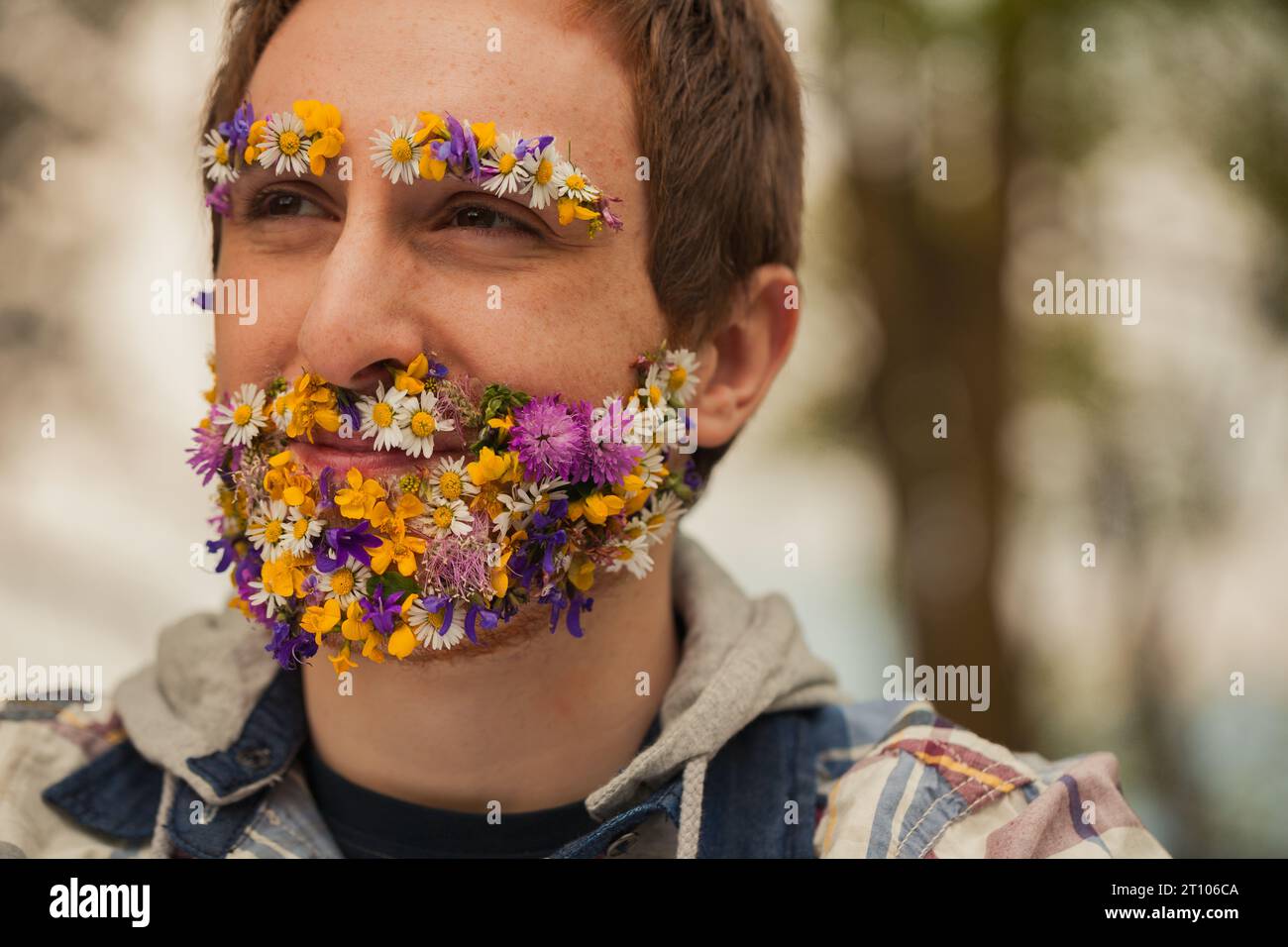 In the wild, a man stands out. His unique trait? Facial hair made of ...