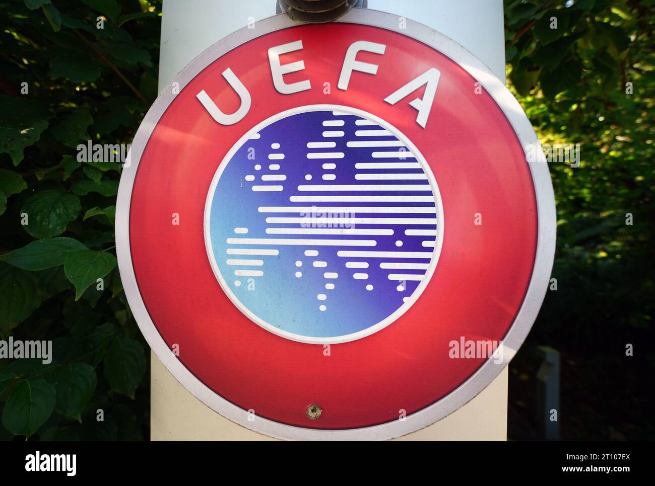 A general view of UEFA signage outside ahead of the Euro 2028 and Euro ...